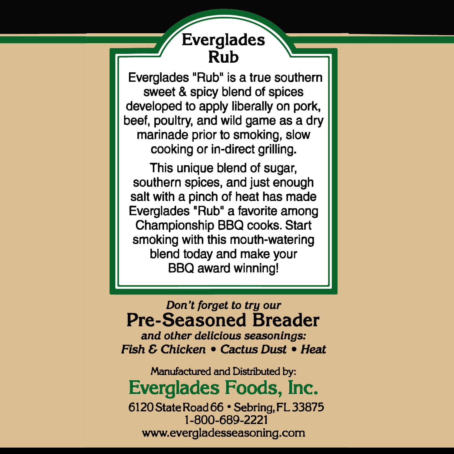 Everglades Rub Seasoning – Everglades Foods, Inc.